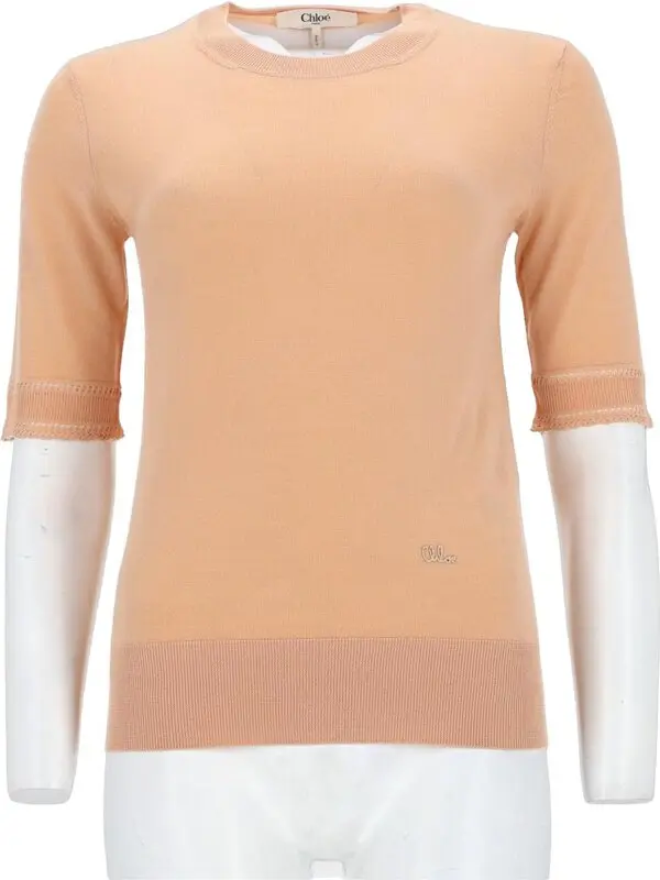 Chloé Short Sleeve Knit Wool Pullover - Pink