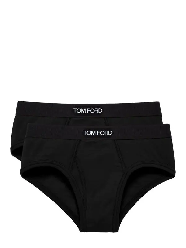 TOM FORD Bi-pack Slip Underwear With Elastic Waistband And Logo Detailing - Black