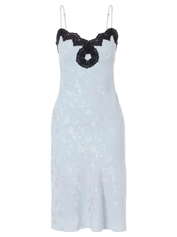 Maison Mayle Pina Lace-trimmed Silk-crepe De Chine Midi Dress - Sky Blue