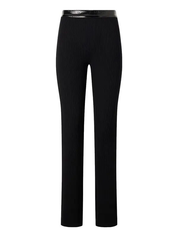 COURREGES Ribbed Flared Vinyl Trim Pants - Black