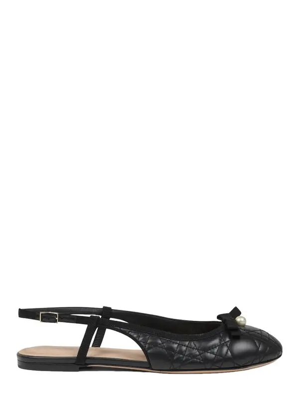 Dior Quilted Lambskin Slingback Flats - Black