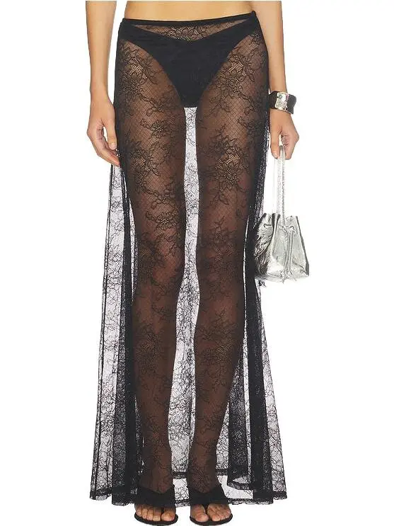 RUNAWAY THE LABEL Jenna Lace Maxi Skirt - Black
