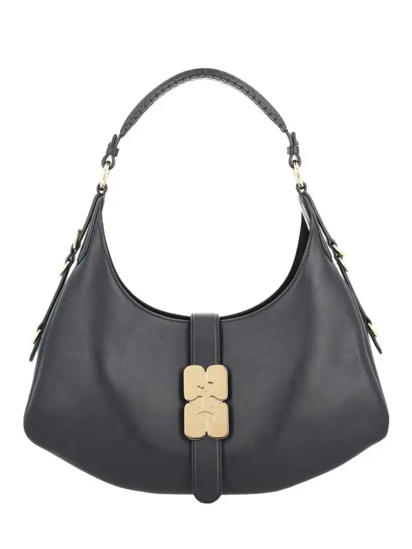 GANNI Kat Small Shoulder Bag With Gold Tone Clasp - Black