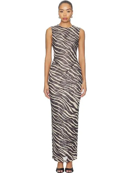 Ronny Kobo Print Mesh Maxi Dress - Zebra