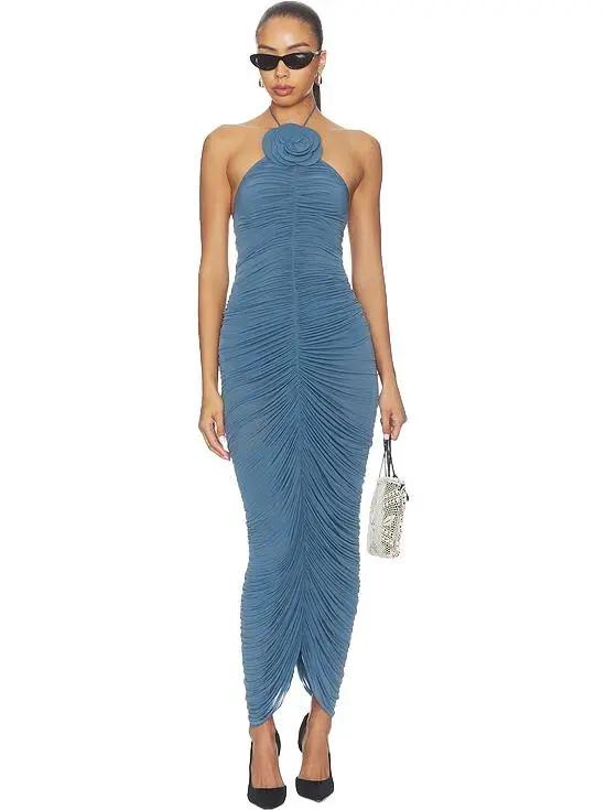 Magda Butrym Ruched Halter Dress - Blue