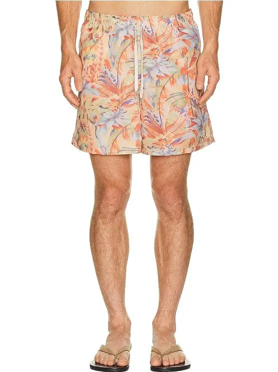 BATHER Macaw Jungle Swim Trunk - Red