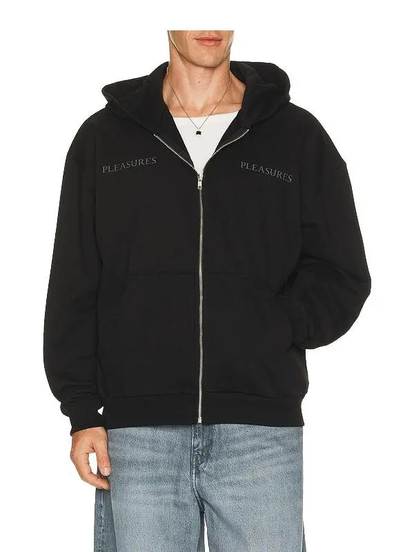 PLEASURES Spine Full Zip Hoodie - Black