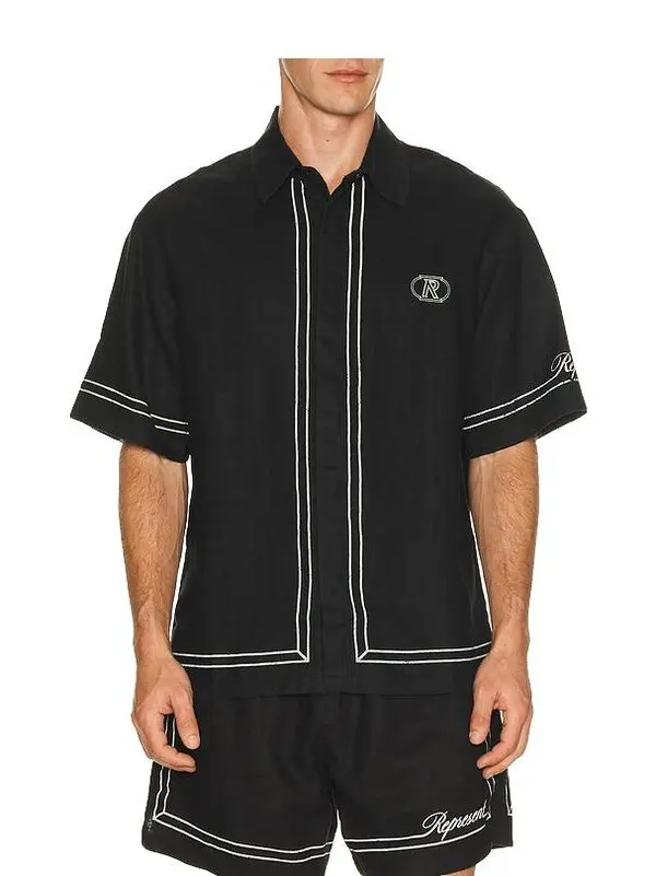 REPRESENT Border Shirt In Black - Jet Black