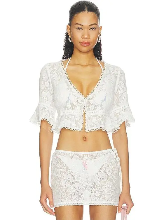 Tularosa Positano Lace Cropped Top - White