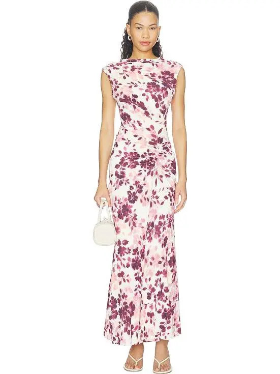 Simkhai Acacia Short Sleeve Midi Dress - Fig Multi