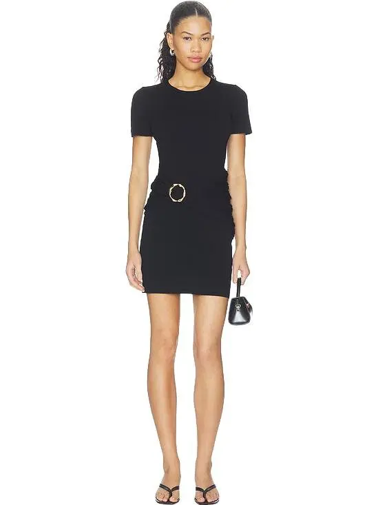 Simkhai Short Sleeve Draped Mini Dress - Black