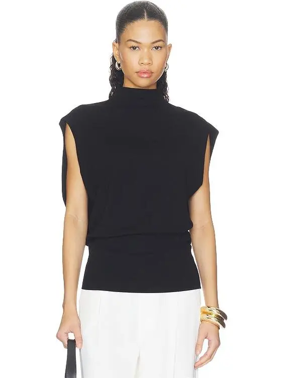 Simkhai Juli Draped Cape Top - Black