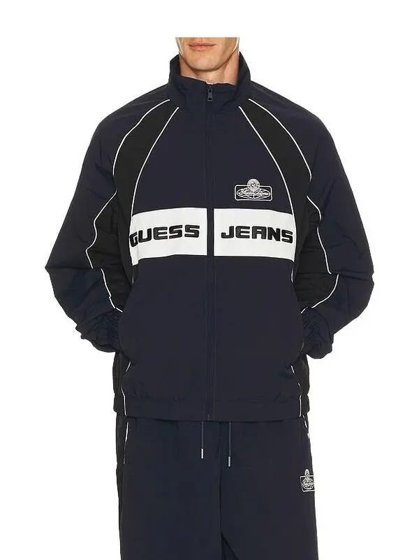 Guess Crinkle Nylon Track Jacket - Daring Ocean