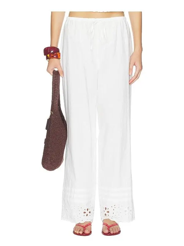 Rails Lydia Eyelet Trimmed Poplin Pants - White