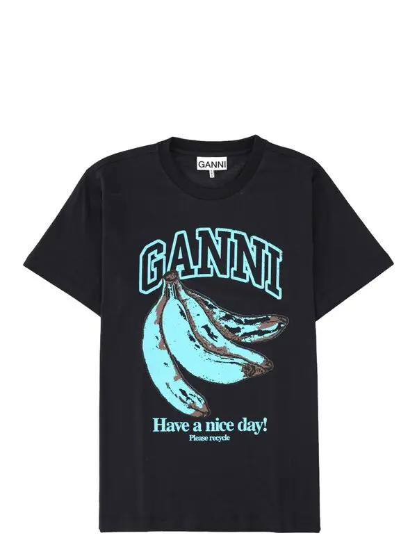 GANNI Banana Print T-shirt - Black