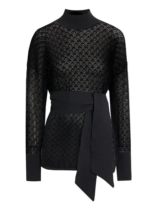 Zimmermann Pointelle Knit Tie-detailed Top - Black