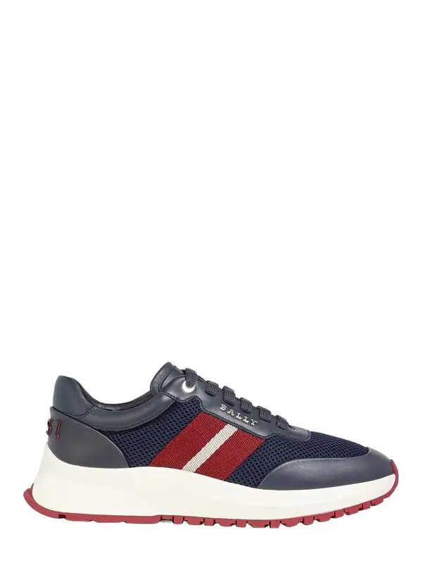Bally Daryn Mesh And Leather Sneakers - Navy