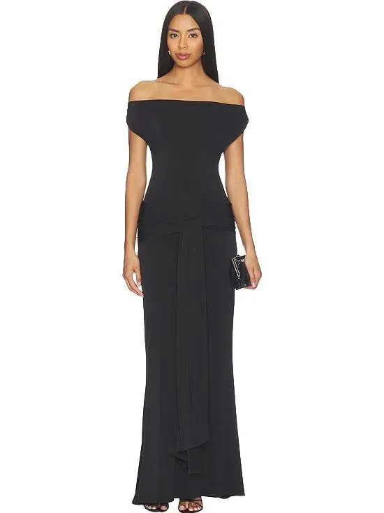 Show Me Your Mumu One-shoulder Floral Print Maxi Dress With Tie Detail - Black