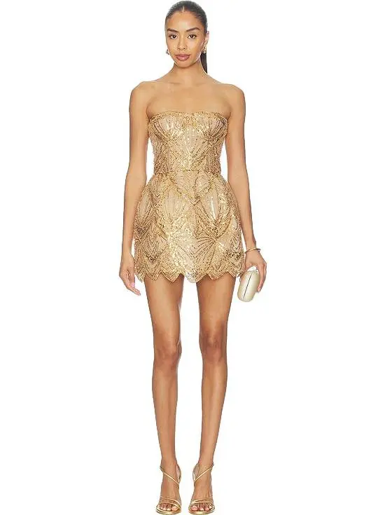 BRONX BANCO Giselle Mini Dress In Metallic - Gold