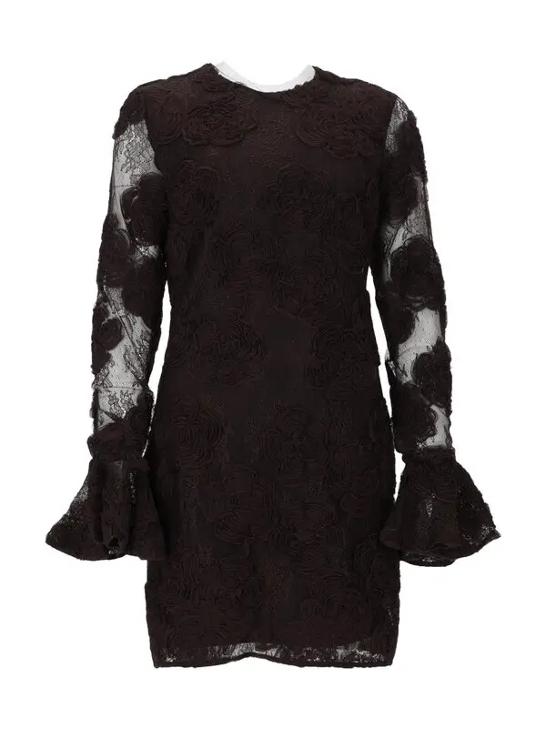 ROTATE BY BIRGER CHRISTENSEN 3d Floral Mini Dress - Brown