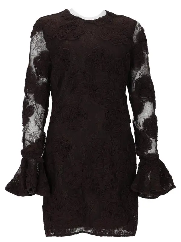 ROTATE BY BIRGER CHRISTENSEN 3d Floral Mini Dress - Brown