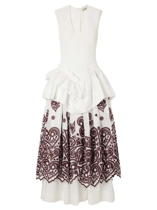 ALEMAIS Bobby Embroidered Cotton Midi Dress - Cream