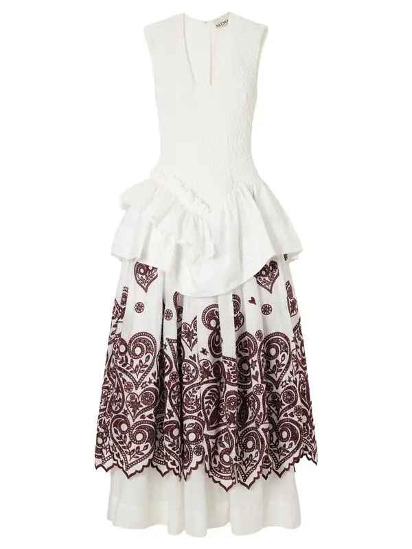 ALEMAIS Bobby Embroidered Cotton Midi Dress - Neutrals