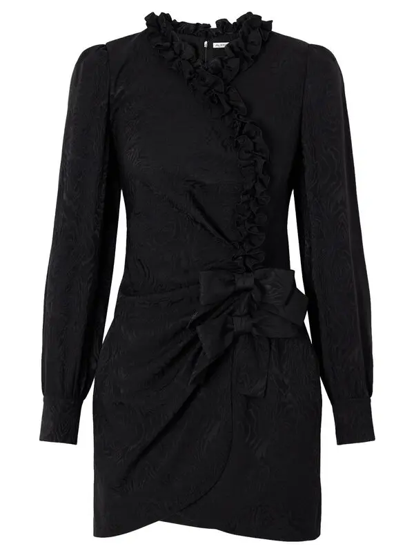 Alessandra Rich Ruffled Silk-jacquard Mini Dress - Black