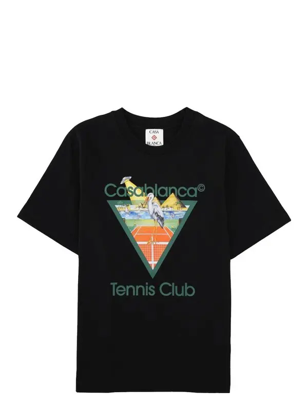 Casablanca T-shirt Con Stampa - Black