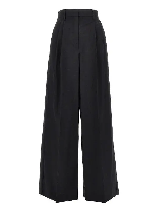 Max Mara Virgin Wool Wide-leg Pants - Black