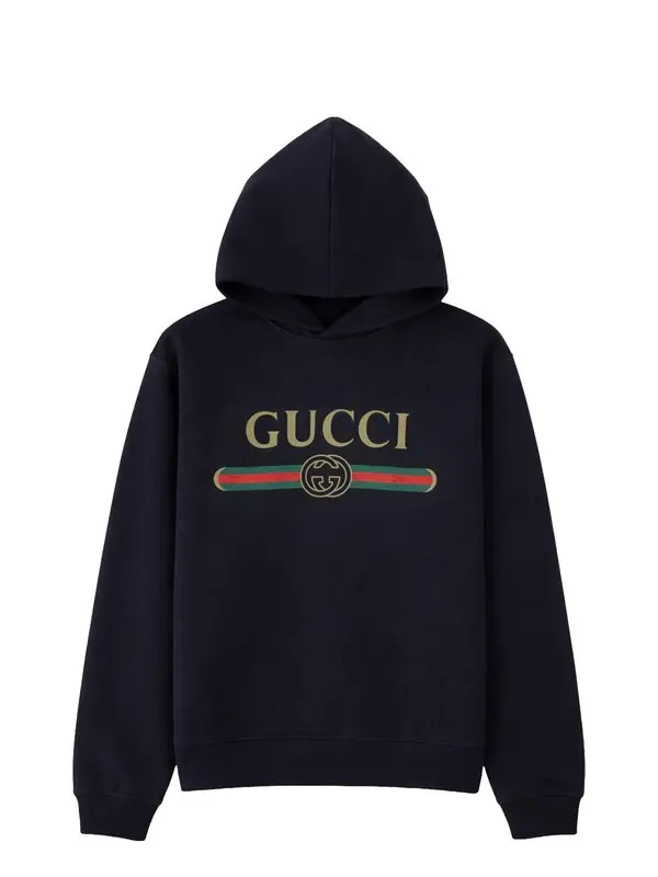 Gucci Hooded Sweatshirt With Logo - Blue