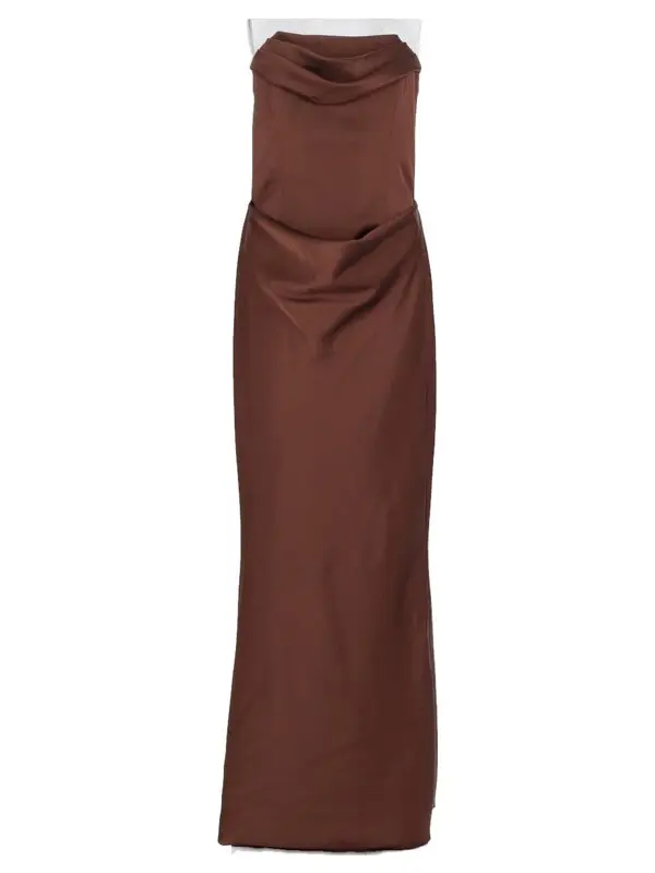 ROTATE BY BIRGER CHRISTENSEN Strapless Draped Maxi Dress - Brown