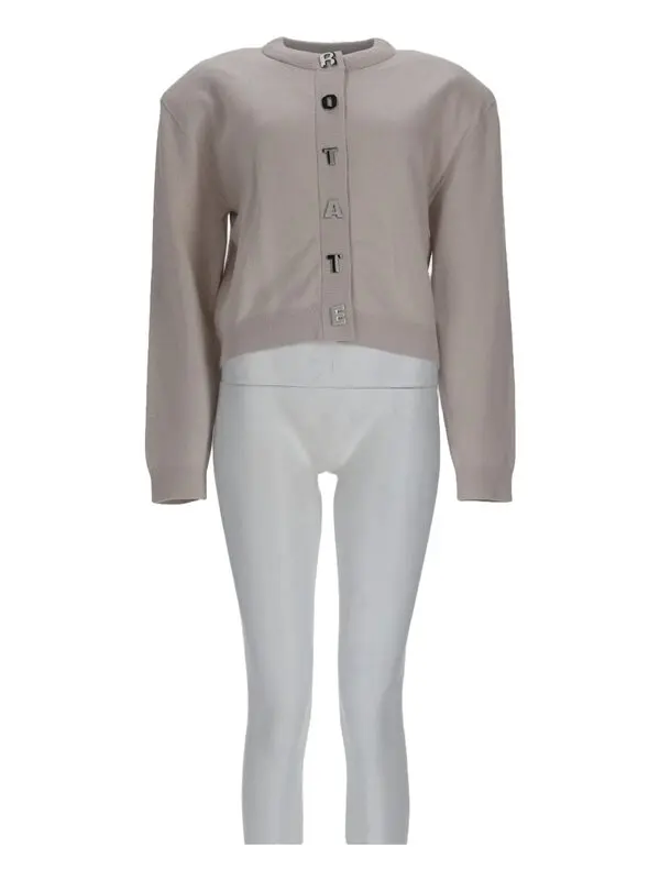 ROTATE BY BIRGER CHRISTENSEN Cropped Cardigan With Logo Detail - Gray