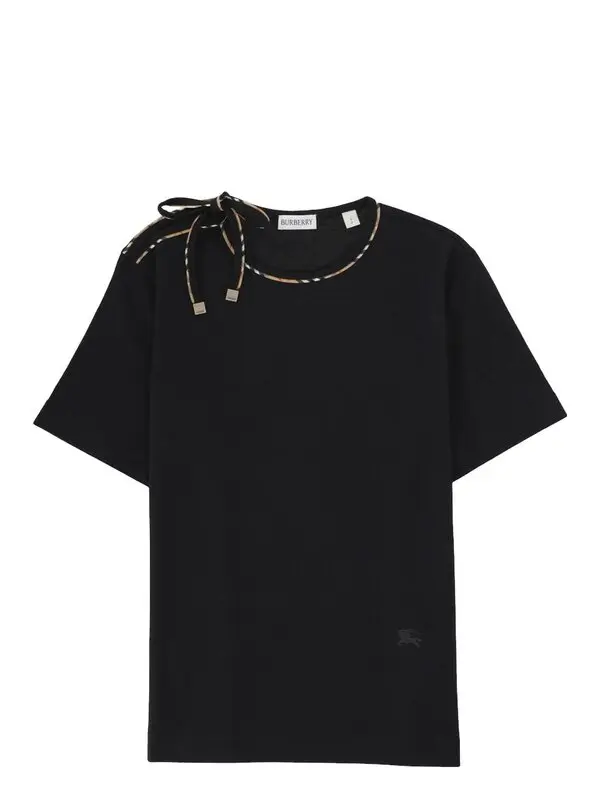 Burberry Cotton T-shirt With Bow Detail - Black