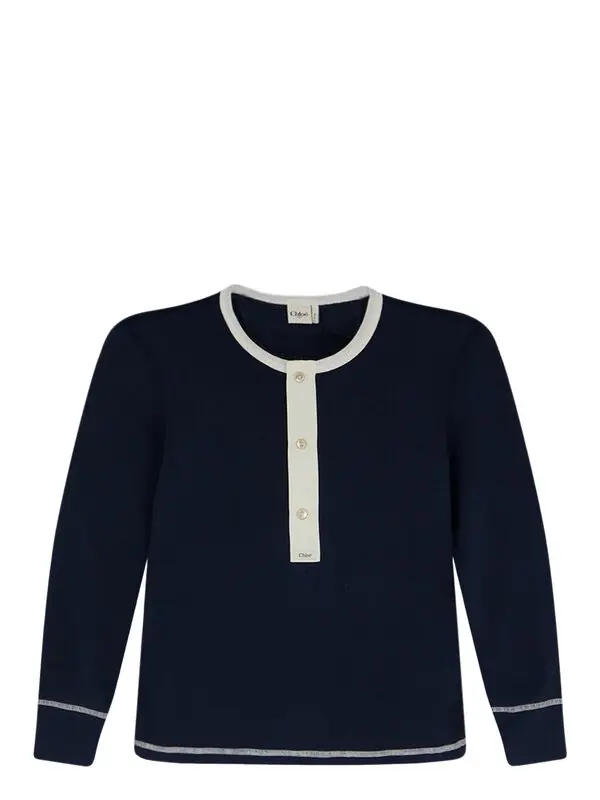 Chloé Cotton Sweater With Contrasting Inserts - Blue