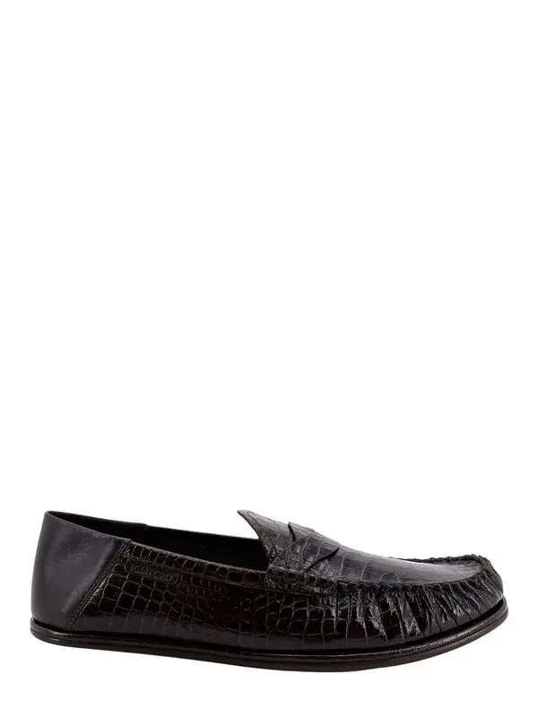TOM FORD Crocodile-effect Leather Loafers - Brown