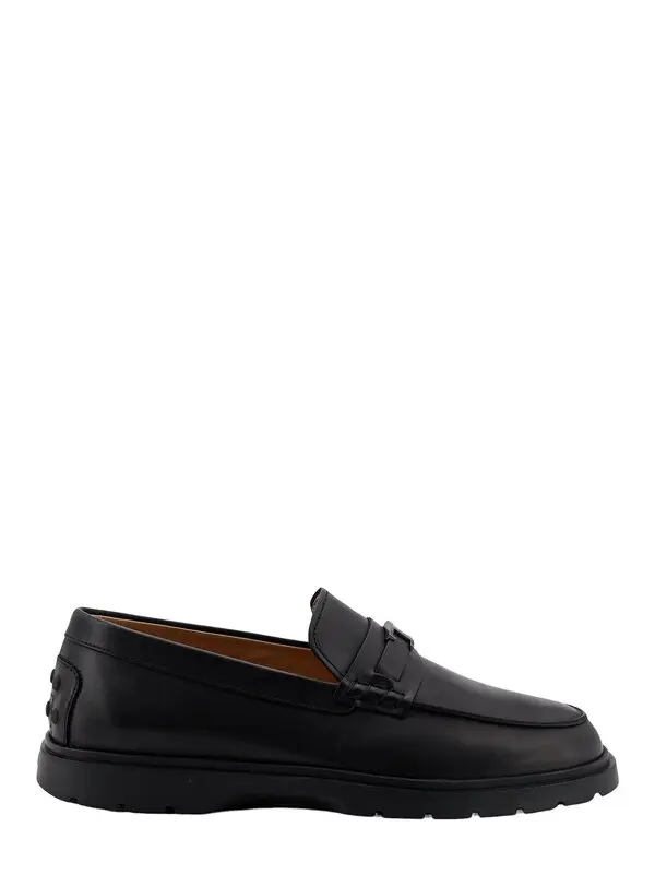 TOD'S Leather Loafers With Metal Detail - Black