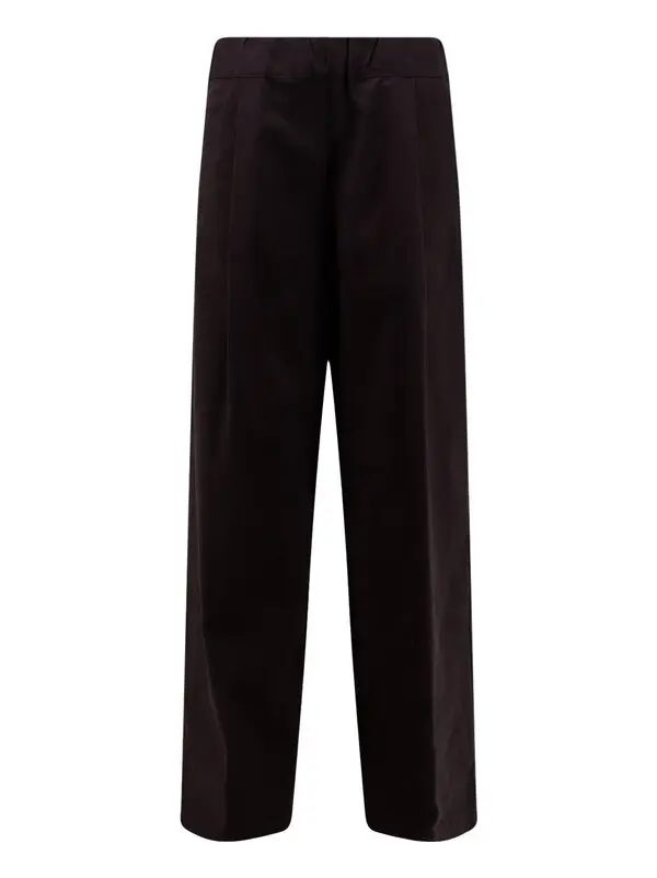SEMICOUTURE Stretch Cotton Wide Leg Trousers - Brown