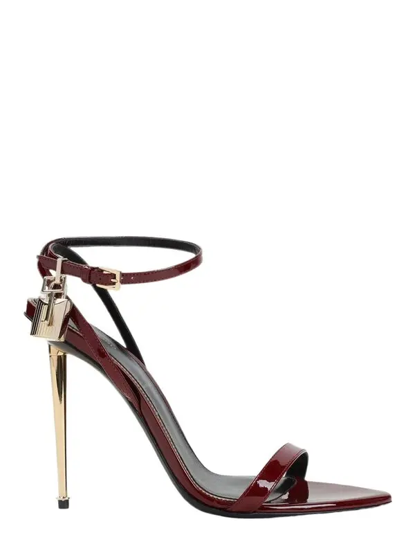 TOM FORD Patent Leather Sandals With Metal Padlock Detail - Red