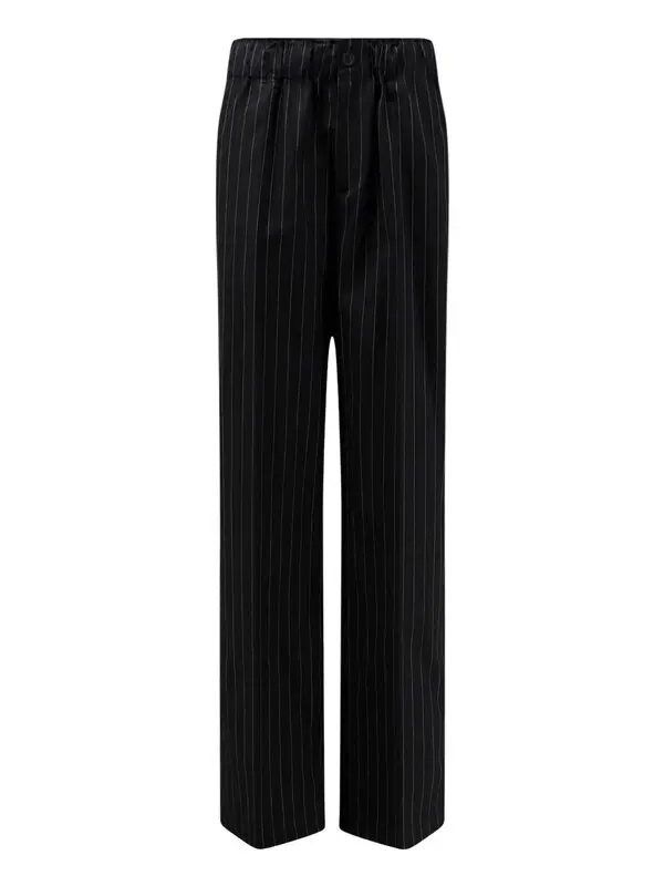 SEMICOUTURE Wide Leg Pinstripe Trousers - Grey