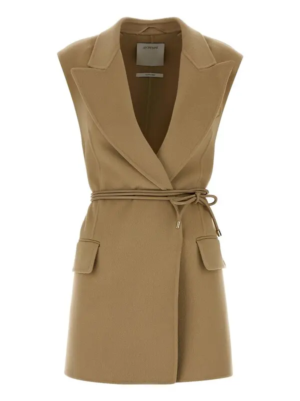 Sportmax Belted Wool Vest - Light Brown