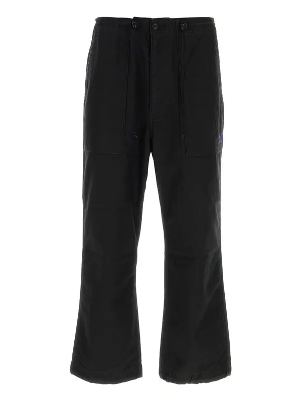Needles Cotton Pant With Embroidered Logo - Black