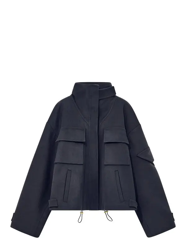 Giorgio Armani Double Cashmere Blouson With Stand-up Collar - Grey