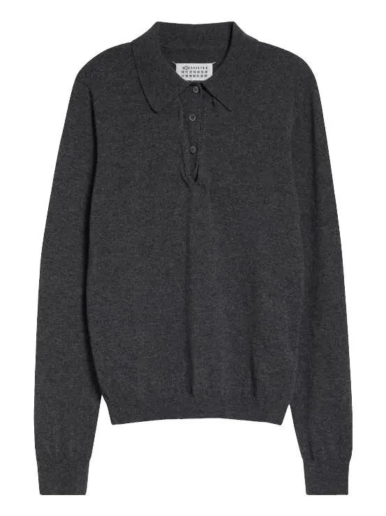 MAISON MARGIELA Twist Wool Polo Sweater - Medium Grey