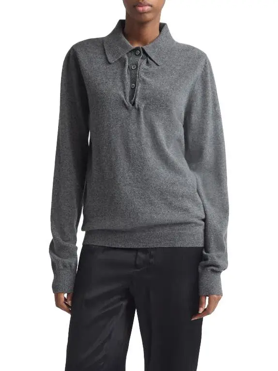 MAISON MARGIELA Twist Wool Polo Sweater - Medium Grey