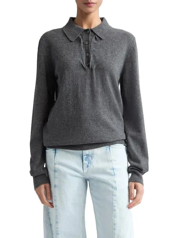 MAISON MARGIELA Twist Wool Polo Sweater - Medium Grey