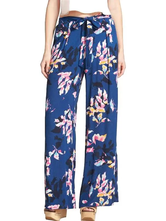 Astr The Label Printed Wide Leg Pants - Blue