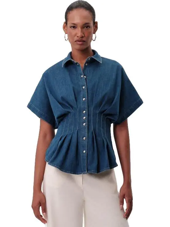 EXQUISE Marisa Denim Shirt - Blue