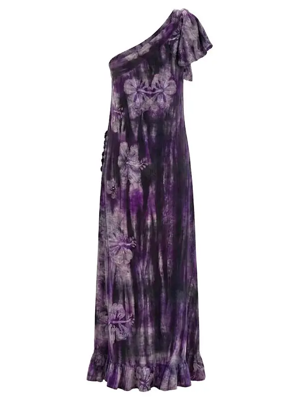 NYNY RYKE Wilma One-shoulder Batik Maxi Dress - Purple