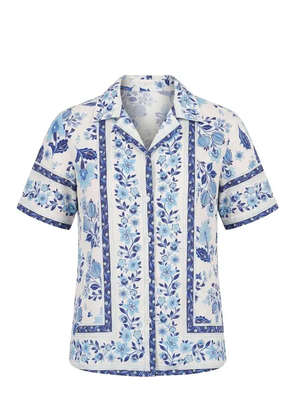 Yumi Kim Carly Linen Top With Floral Print - Blue